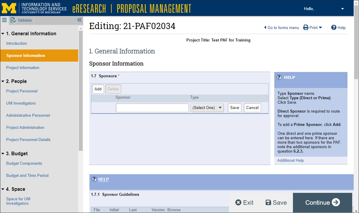 Proposal Management: Create a PAF - Basics | ITS Documentation