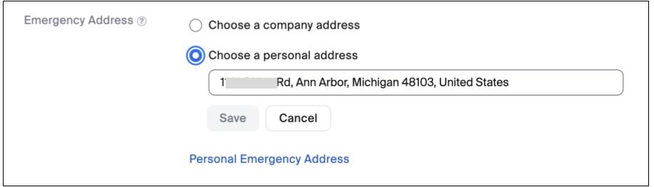 Emergency address: Choose a personal address / ITS Documentation