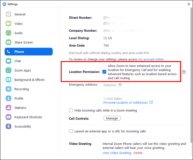 Zoom Phone 911 Location Information | ITS Documentation