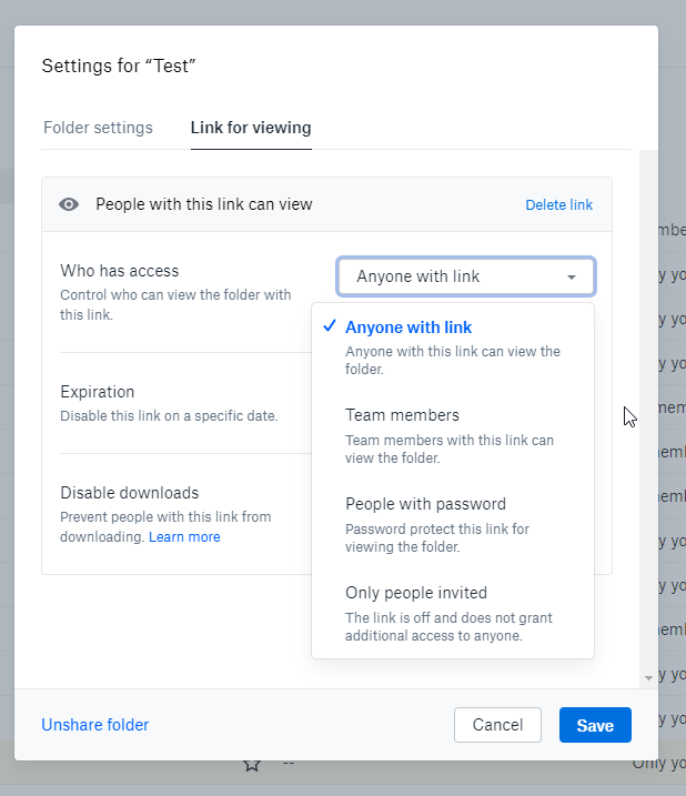 Dropbox: Folder Settings and Permissions | ITS Documentation